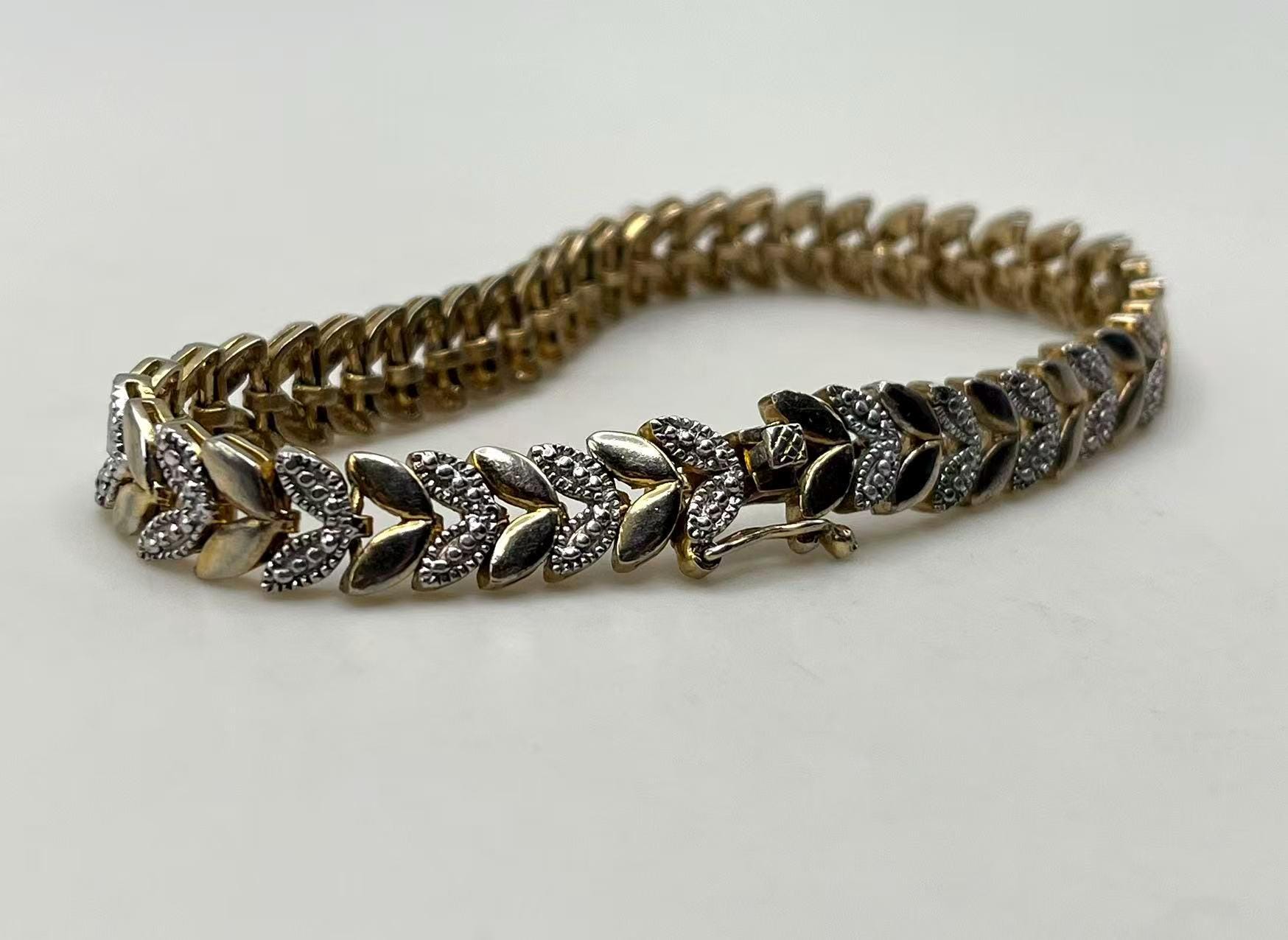 Vintage FAS 925 Sterling Silver Marcasite and Gold Plated Leaf-link ...