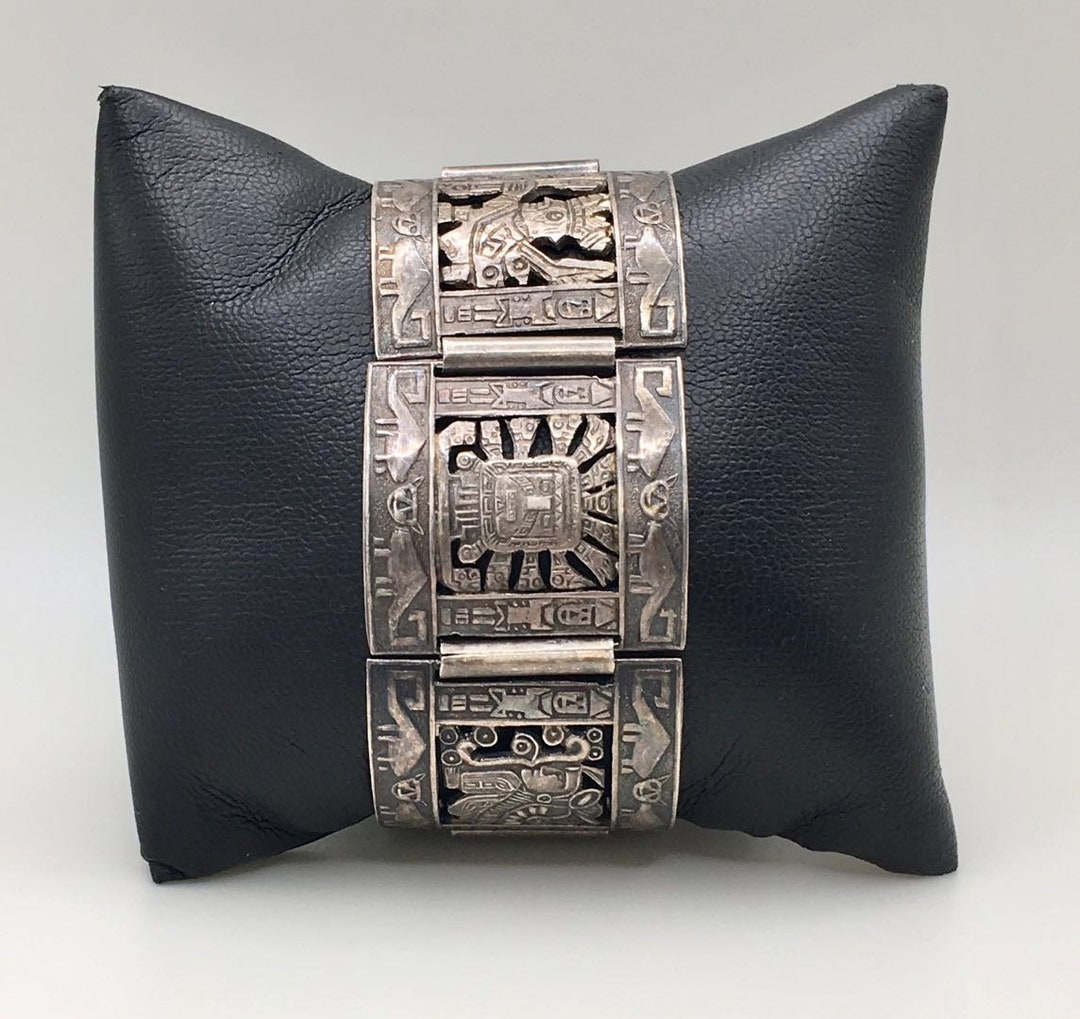 Vintage Peruvian 925 Sterling Silver Storyteller Panel Link Bracelet 6 ...