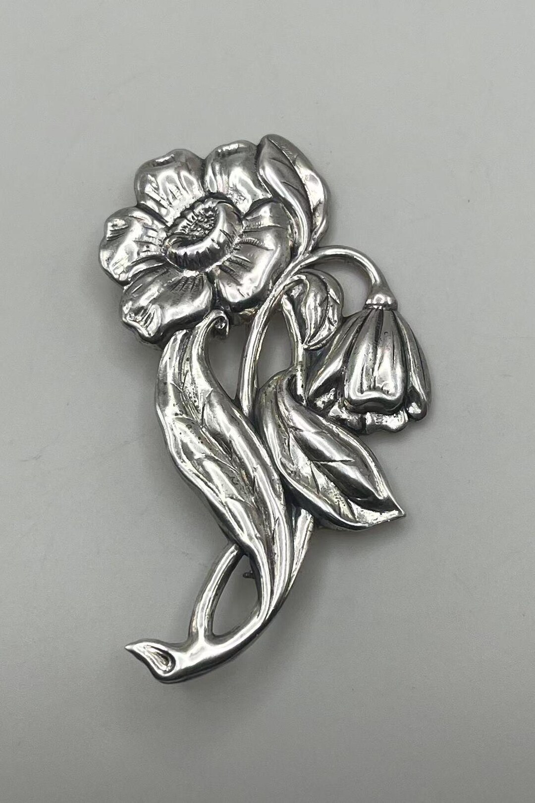 Vintage Sterling Silver Craft Flower Pin Brooch|silver Brooch|silver ...