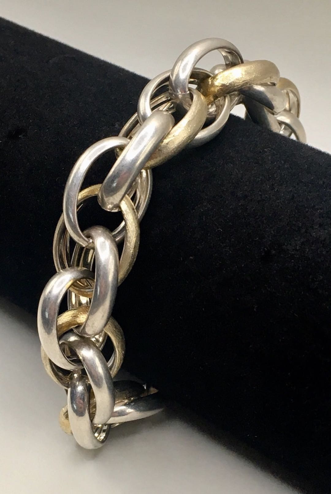 Vintage ITALY 925 Sterling Silver Triple Oval Link and Gold - Etsy
