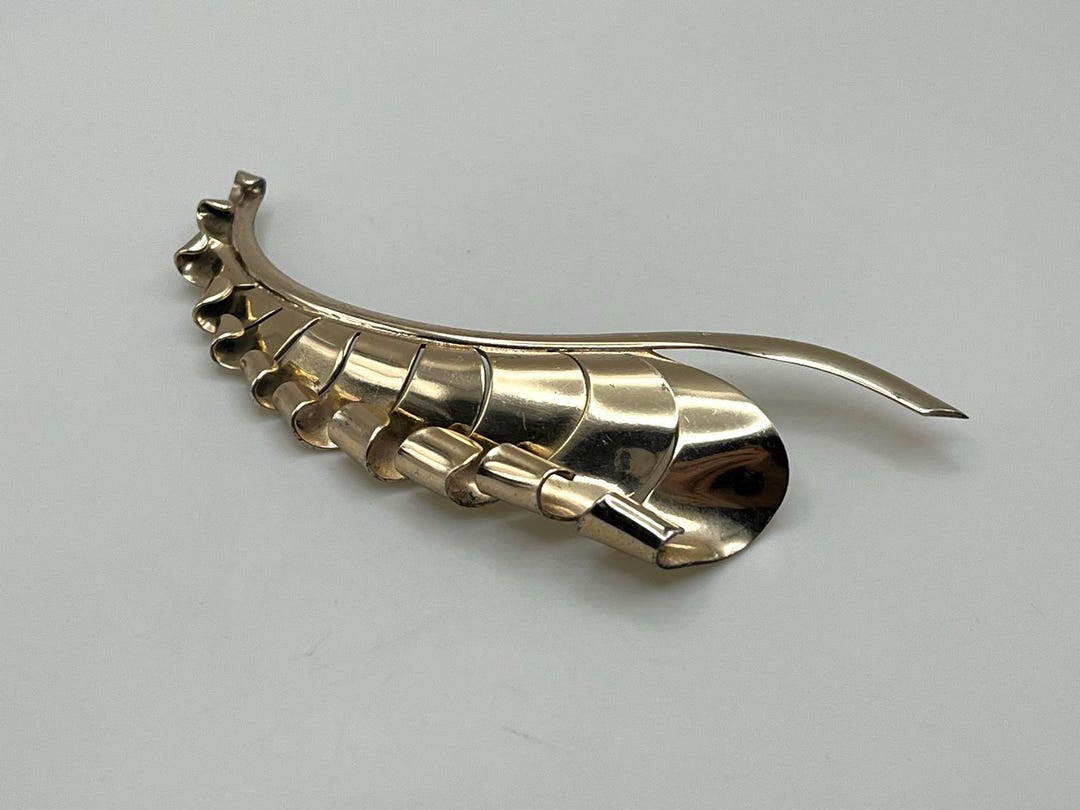 Vintage NAPIER Sterling Silver Gold Tone Leaf Brooch - Etsy
