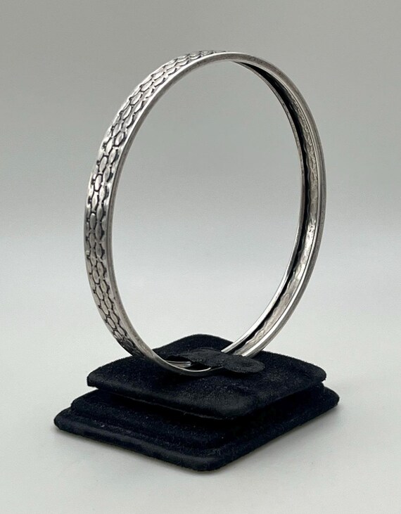 Vintage BESU Sterling Silver Grid Pattern Bangle - Si… - Gem