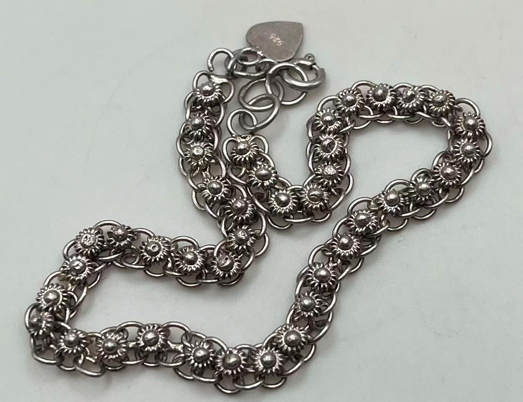 Vintage Bali Sterling Silver Flower Anklet With Heart Charm - 9.5" - Etsy
