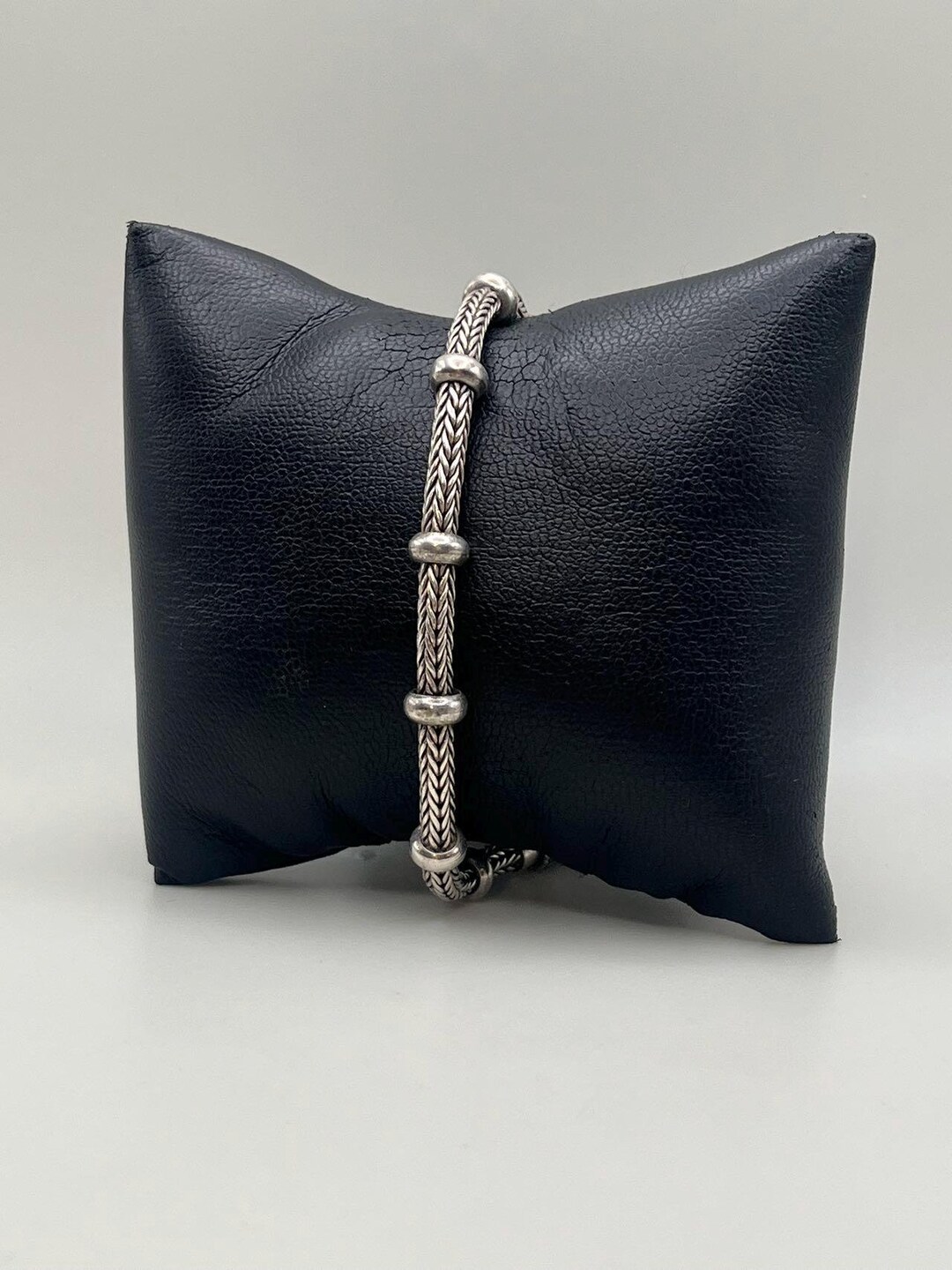 BA (bail Style) Vintage 925 Sterling Silver Cube Braided Chain Bracelet ...