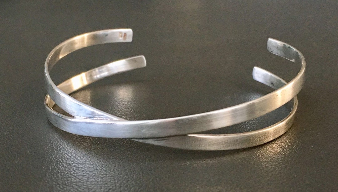 ITALY HAN 925 Sterling Silver Interlocking Cuff Bracelet - Silver Cuff Bracelet, Silver Jewelry ...