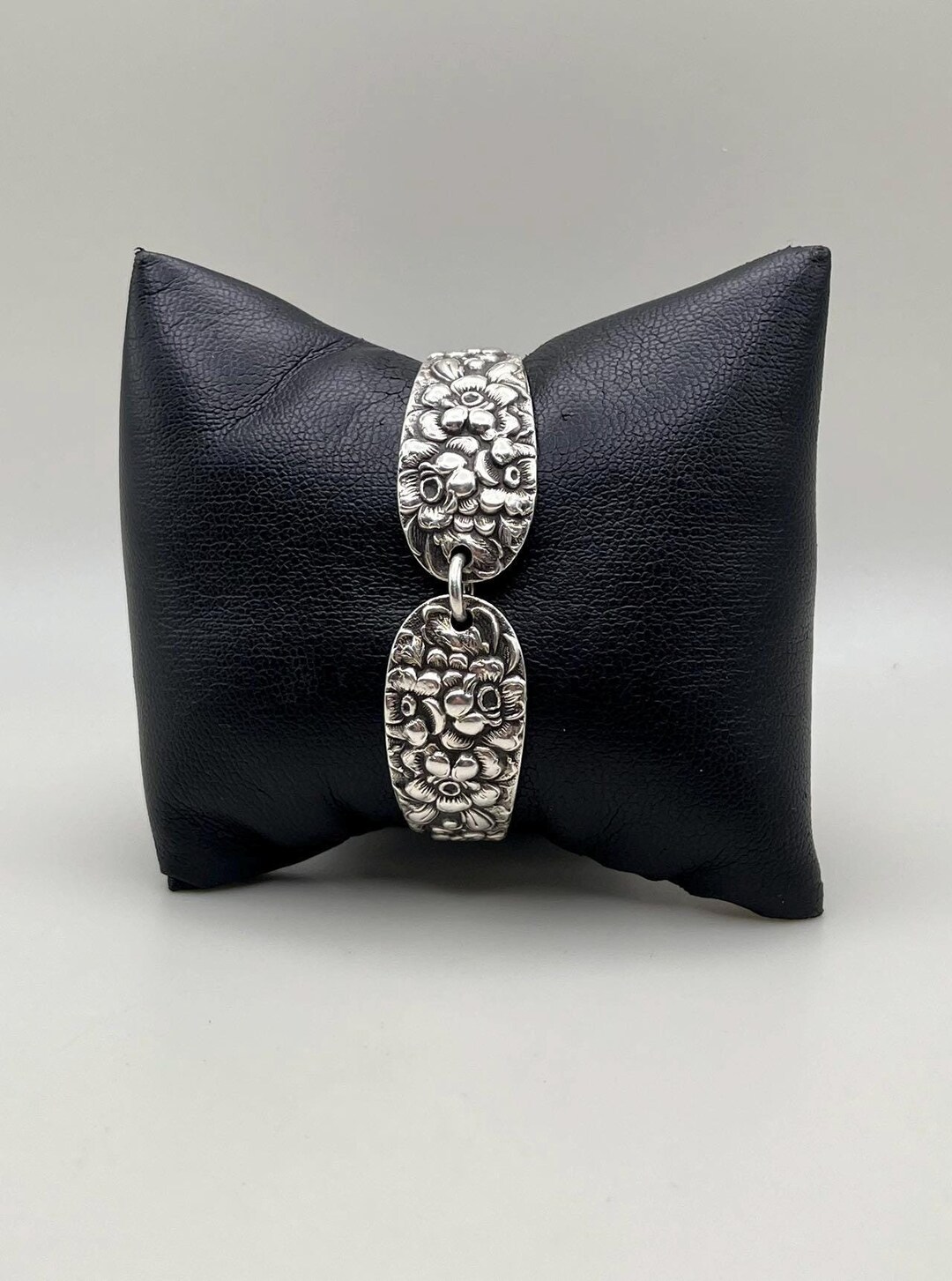 Vintage Sterling Silver Repousse Pattern Spoon Link Bracelet |silver ...