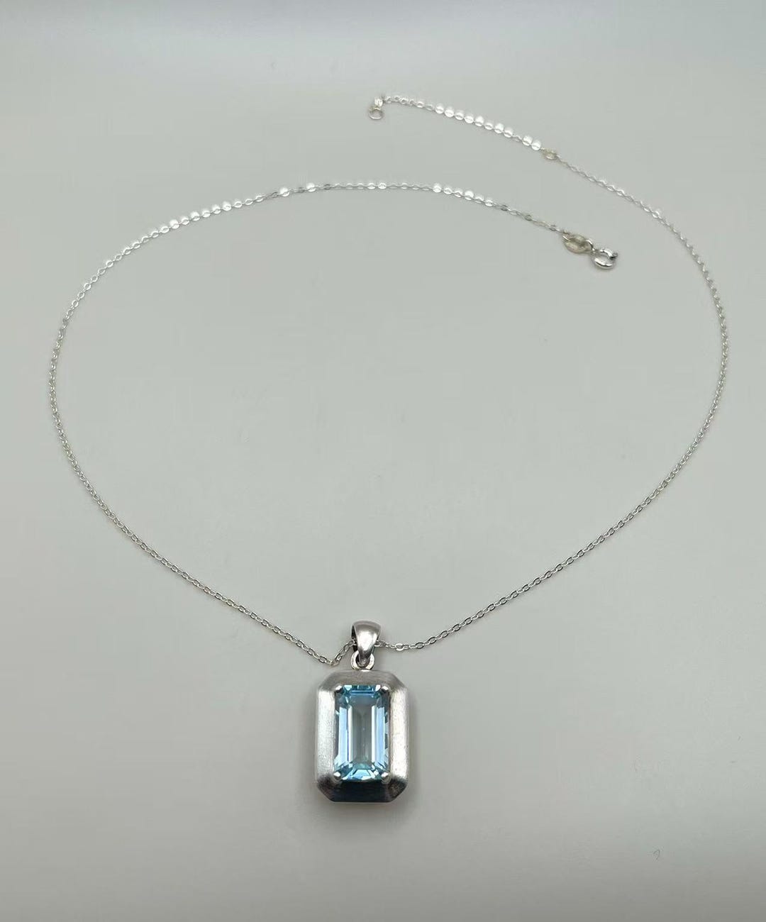 ITALY Vintage S925 Silver Chain W/blue Topaz Pendant Necklace Set ...