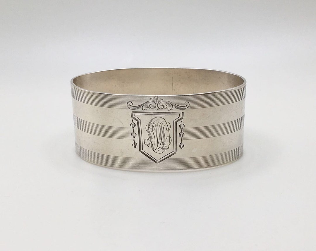 Vintage Art Deco Sterling Silver Oval Shape Napkin Ring Holder - Silver ...