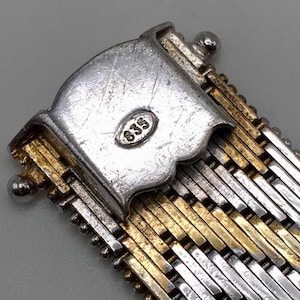 Vintage 835 Silver Two Tone Chevron Link Bracelet silver Bracelet Gift ...