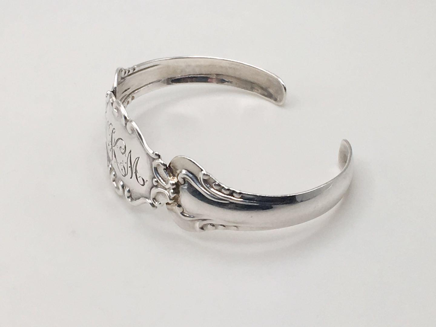 Vintage 925 Thai Sterling Silver Floral Cuff Bracelet: Monogrammed ...