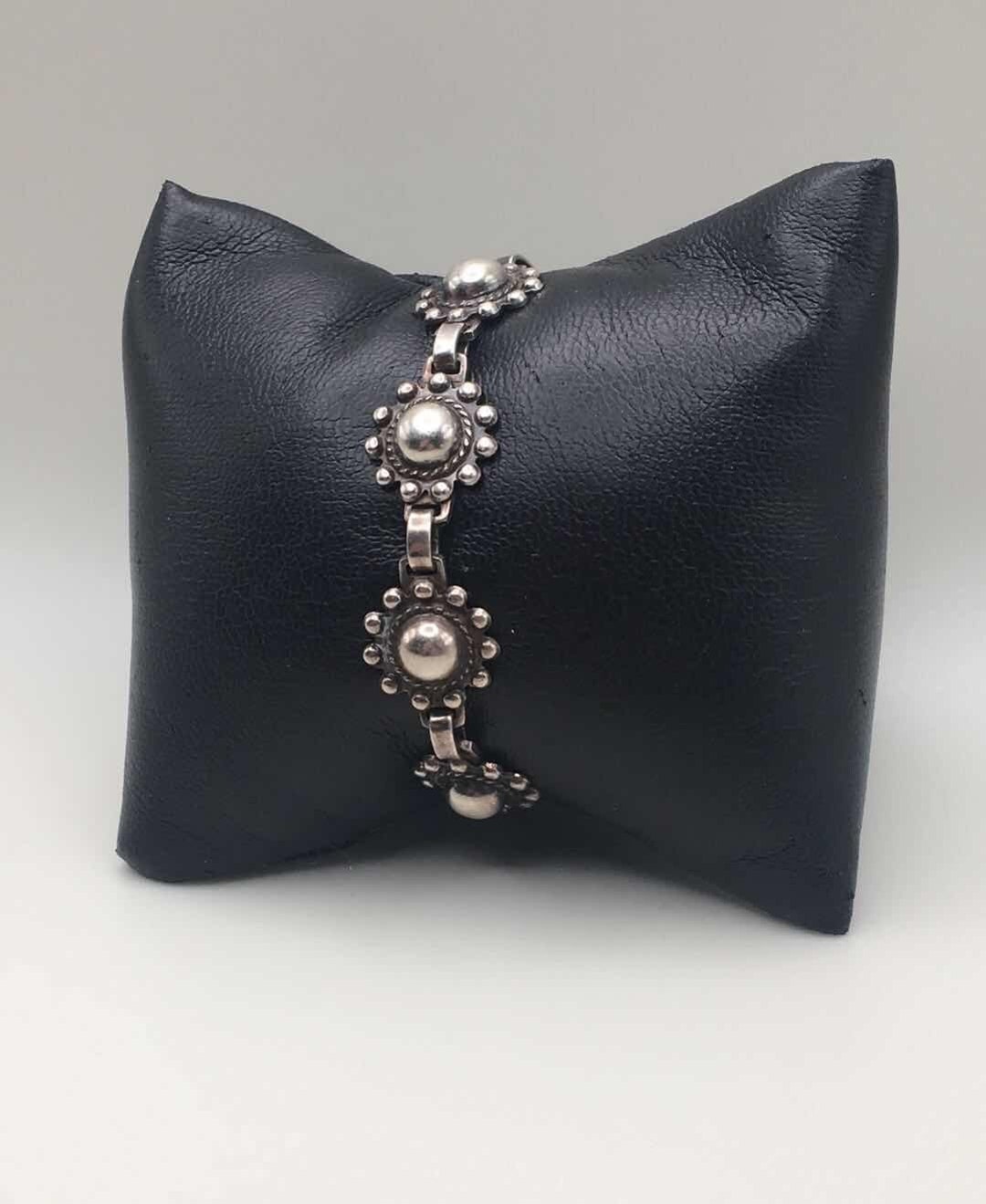 Vintage 925 Silver Charro Buttons Link Chain Bracelet 6 1/2 Silver ...