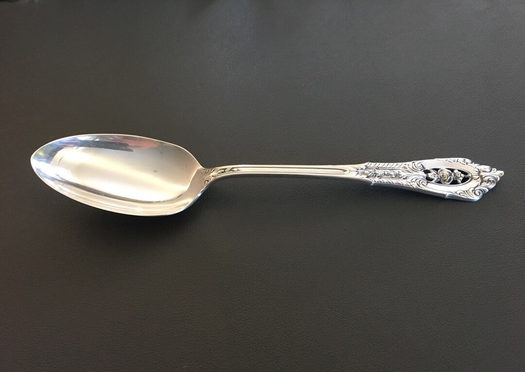 Top Pattern rose Point by Wallace Sterling Silver Serving Spoon 8 3/8 ...