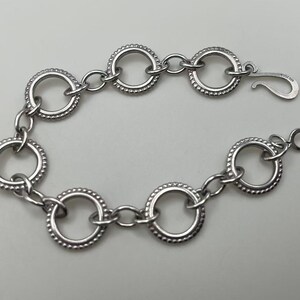 Vintage MMA 925 Silver Multi Textures Circles Link Chain Bracelet 7.25 ...