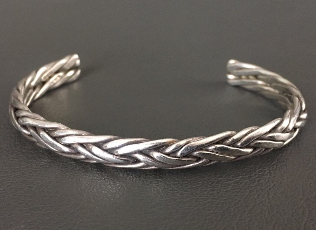Vintage Mexico 925 Sterling Silver Braided Cuff Bracelet - Etsy