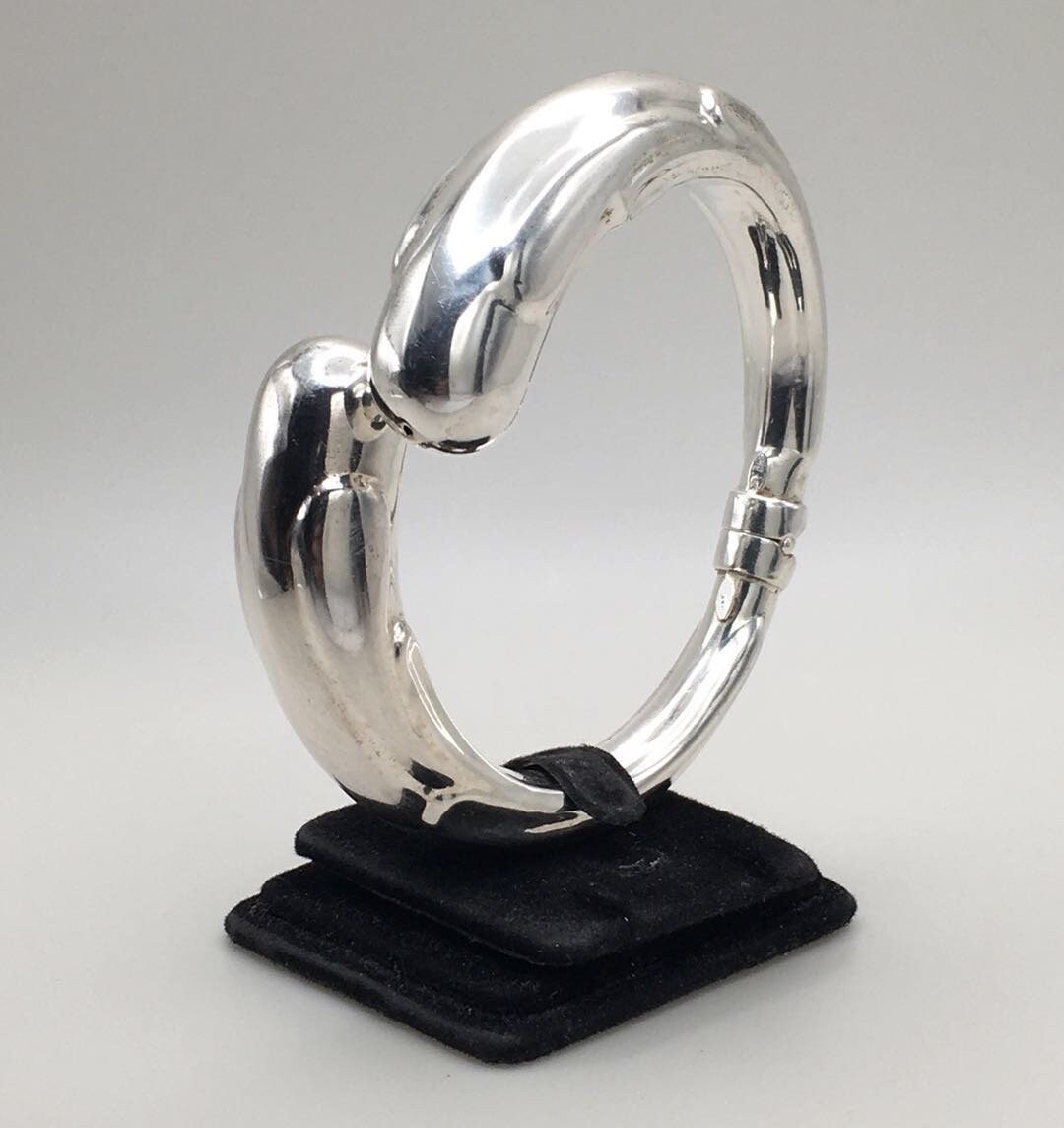ITALY HAN 925 Sterling Silver Double Dome Hinged/bypass Bangle silver Bracelet, Silver Jewelry ...