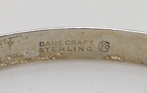 Vintage DANECRAFT Etched Pattern Sterling Silver Bang… - Gem
