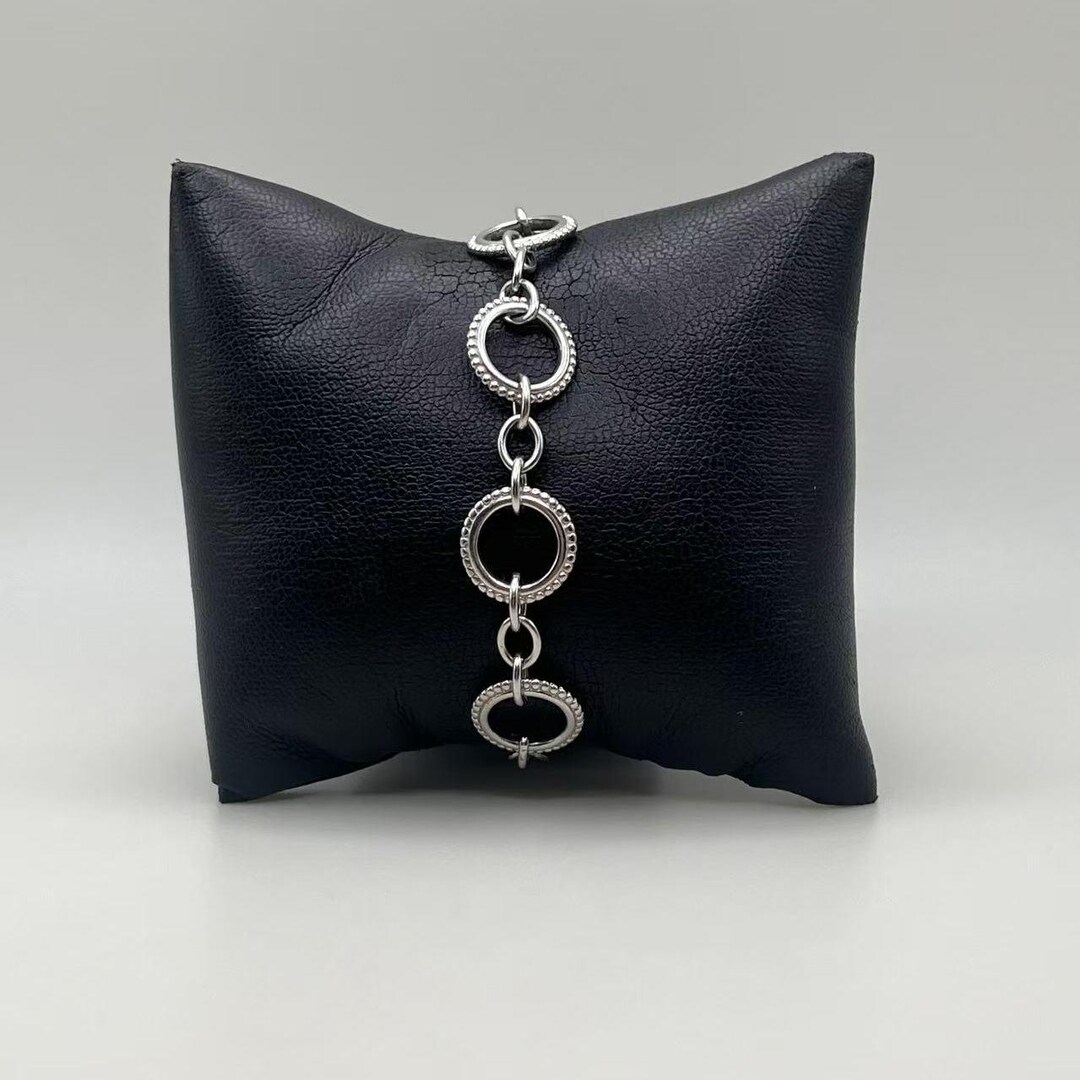 Vintage MMA 925 Silver Multi Textures Circles Link Chain Bracelet 7.25 ...