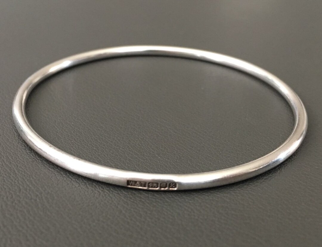 Vintage British London Sterling Silver Plain Bangle Bracelet - Etsy