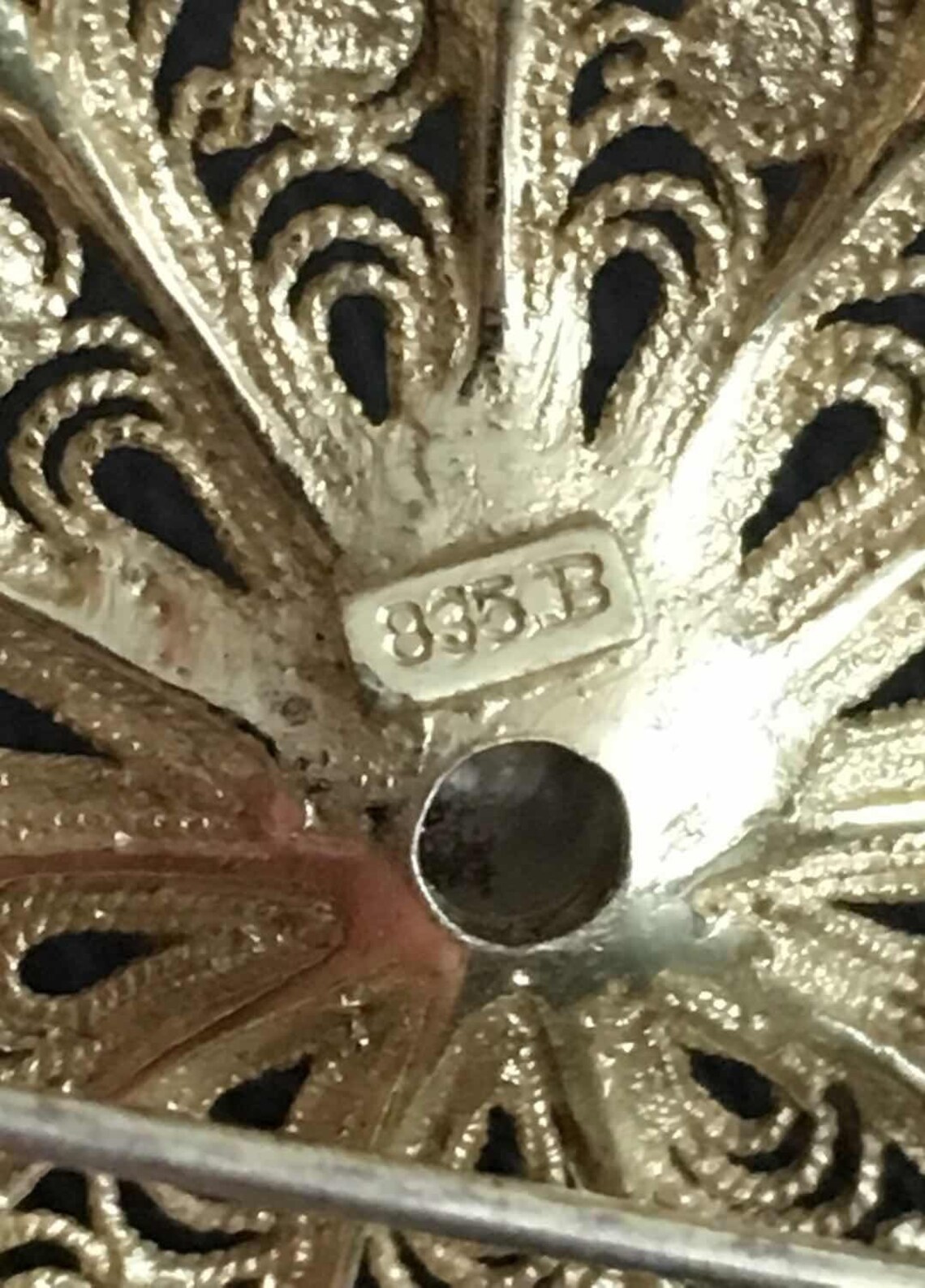 Vintage 835 Silver Filigree Floral Brooch - Gold Tone Silver Pin - Etsy