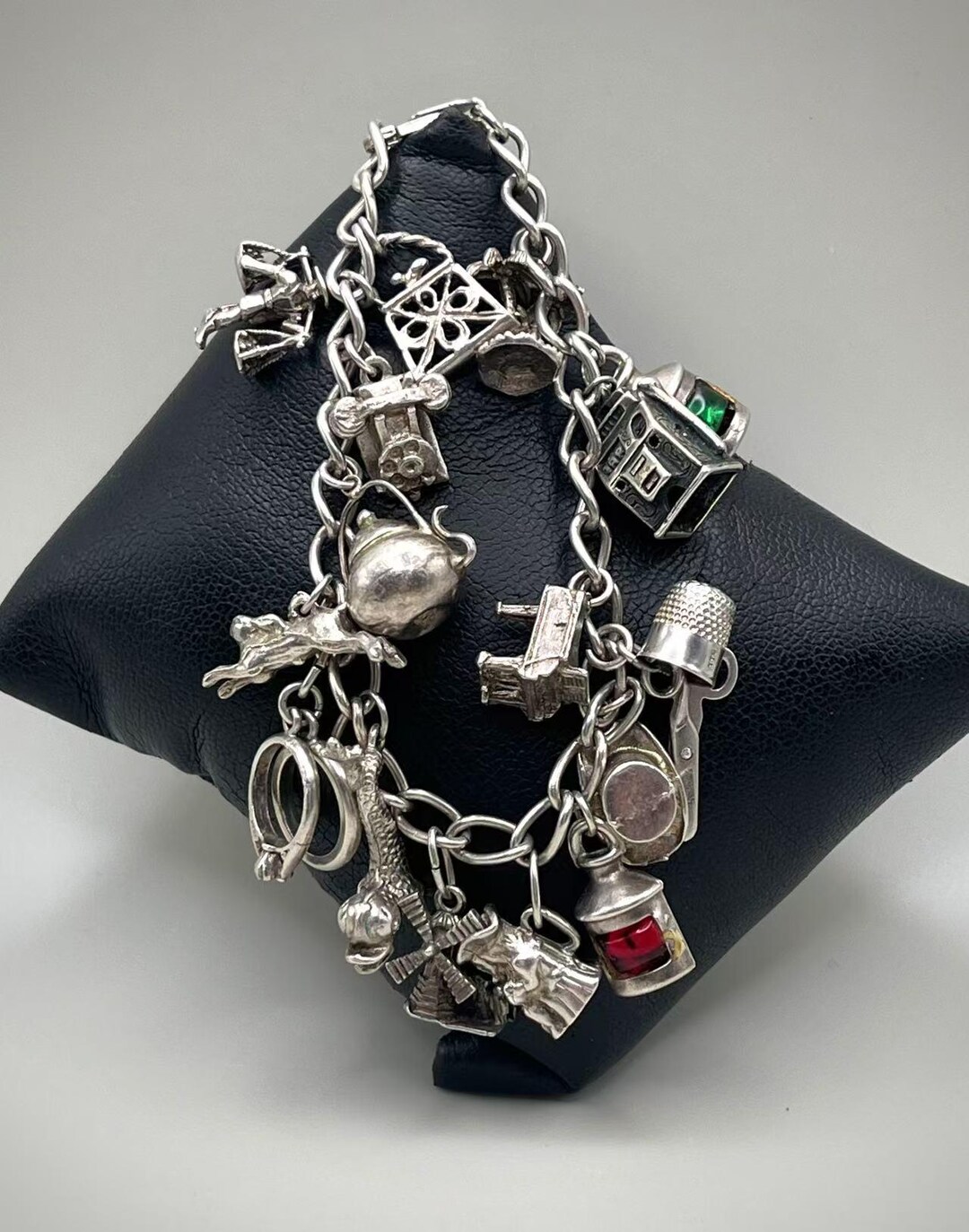 Vintage 925 Silver Loaded Funny Charms Bracelet|silver Bracelet 7.25 ...