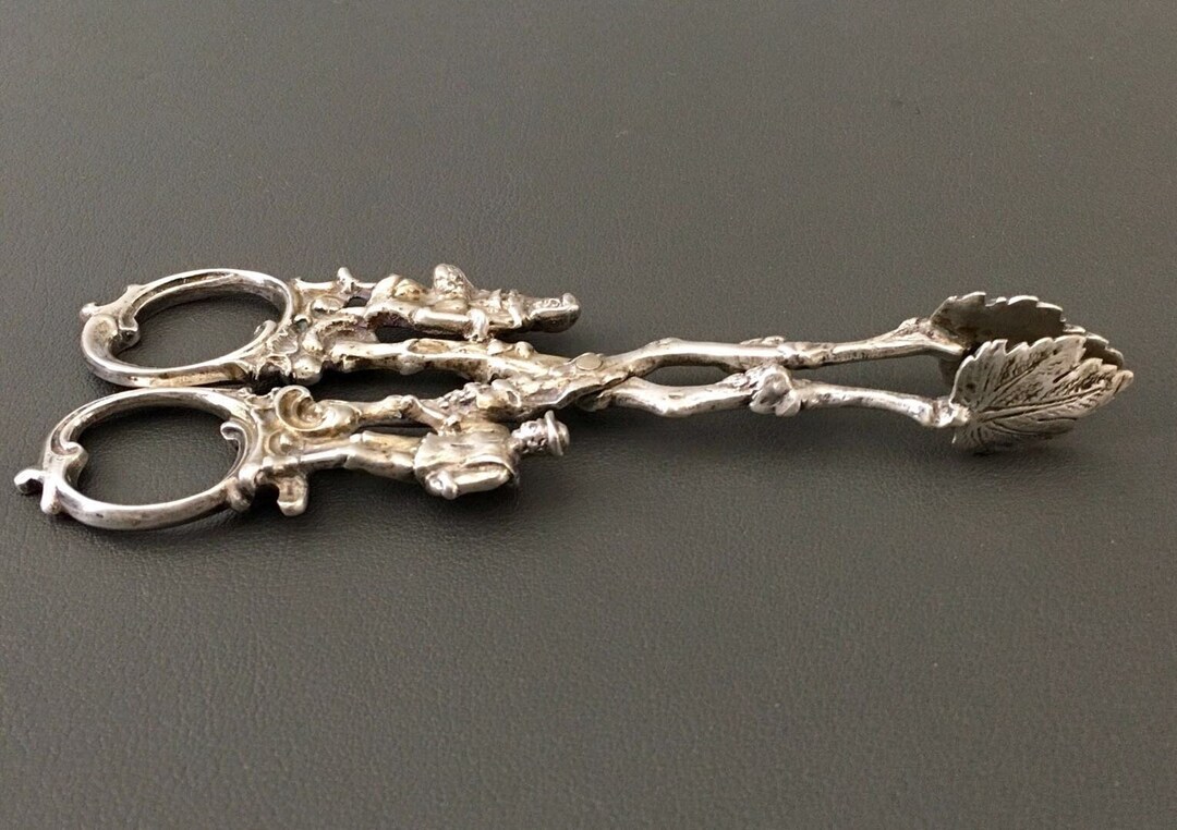 Antique German 800 Silver Solid Tongs W/ Figural Handle. Silver ...