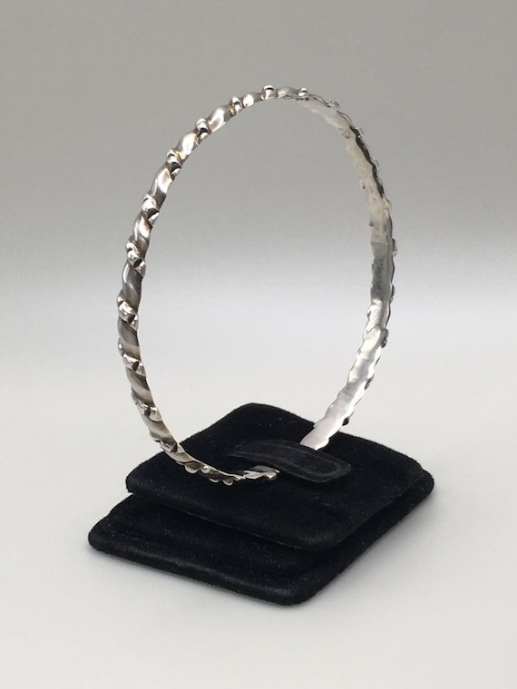 Taxco Silver Bangle Bracelet: Textured 925 Sterling, … - Gem