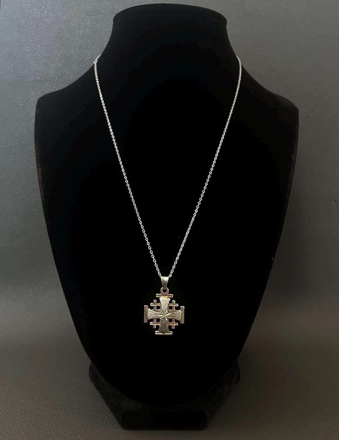 ITALY Vintage S925 Silver Chain W/jerusalem Pendant Necklace Set/silver ...