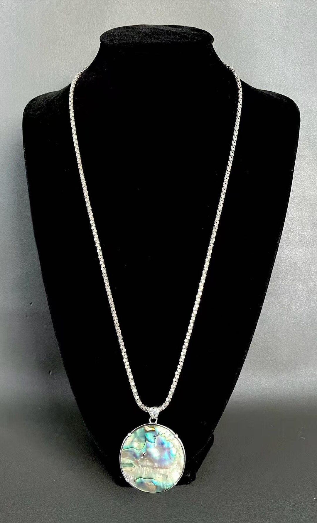 Vintage Jewelry Sterling Silver Popcorn Chain With Reversible Abalone ...