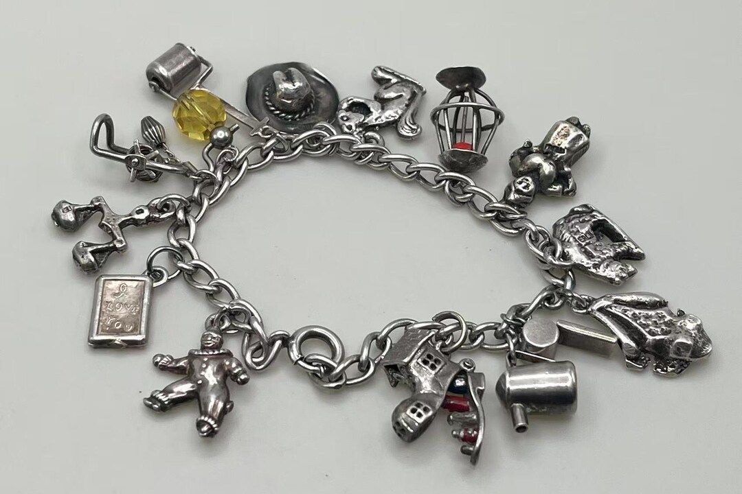 Vintage 925 Silver Loaded Funny Charms Braceletsilver Bracelet Silver ...