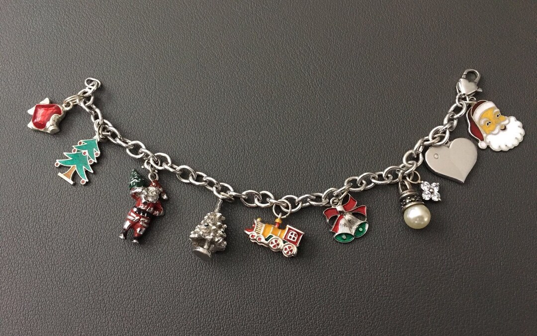 Beautiful 925 Sterling Silver Holly Christmas Charms Bracelet 7 1 ...