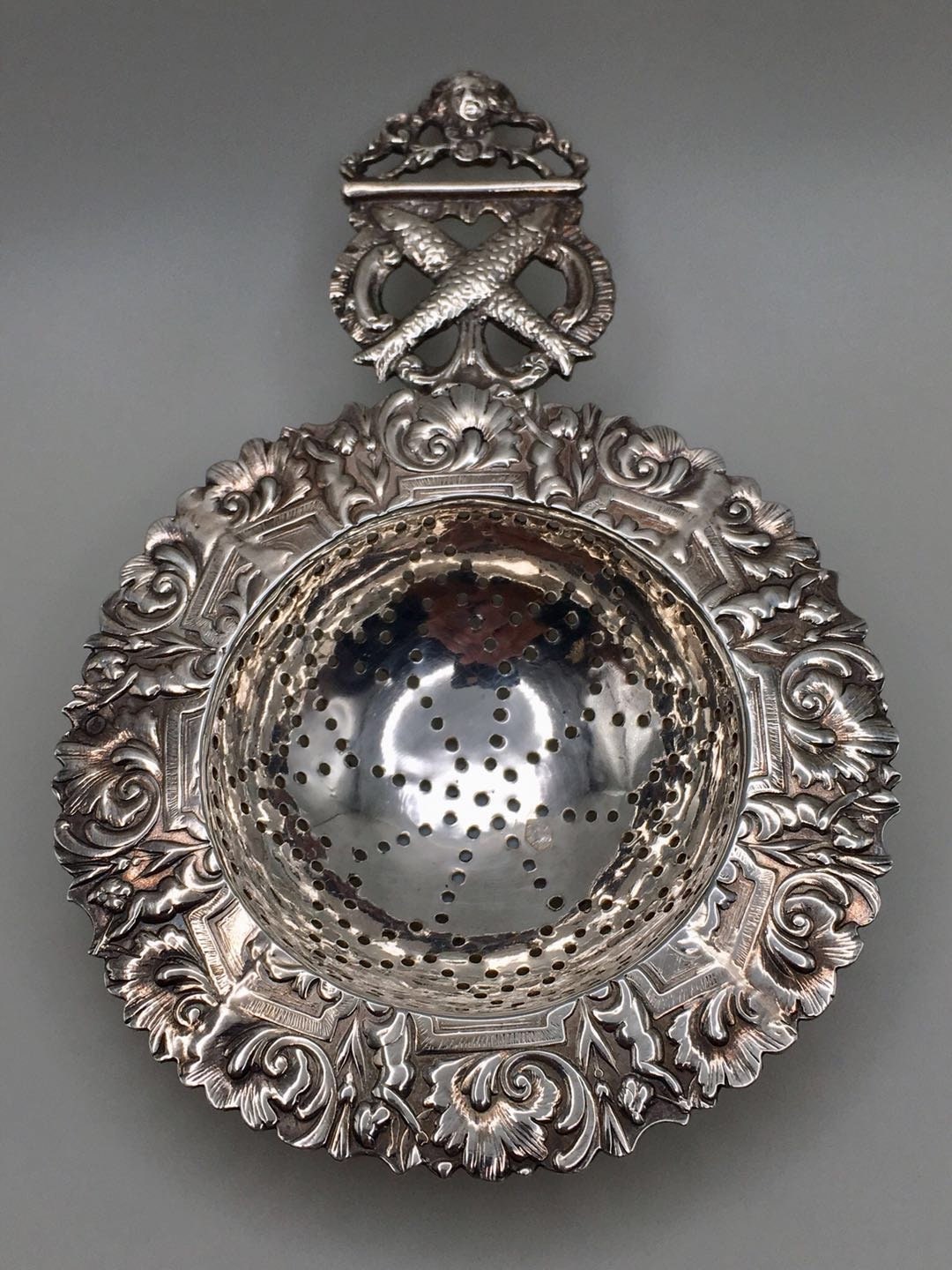 Vintage Dutch Sterling Silver Tea Strainer W/fish Figure Silver ...