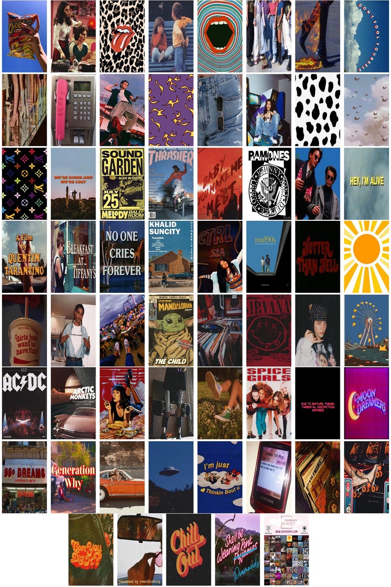 Retro Aesthetic Wall Collage Kit Decoración Retro Vintage Etsy