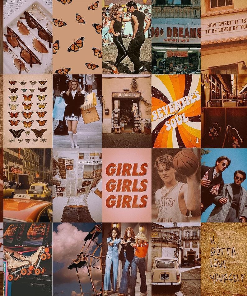 Vintage Retro Aesthetic Wall Collage Kit Vintage Wall Collage Etsy