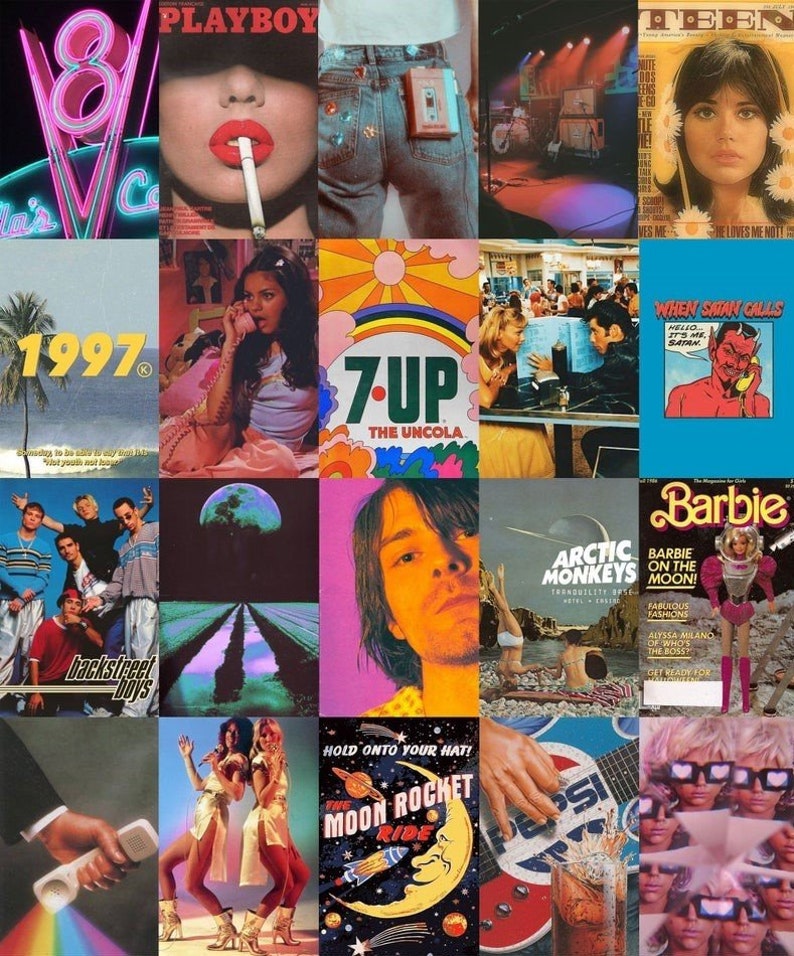 PRINTED Colorfull Retro Wall Collage Kit Retro Wall Collage - Etsy