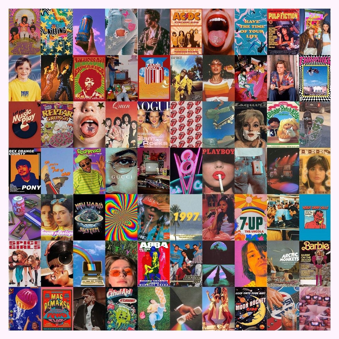 PRINTED Colorfull Retro Wall Collage Kit Retro Wall Collage - Etsy