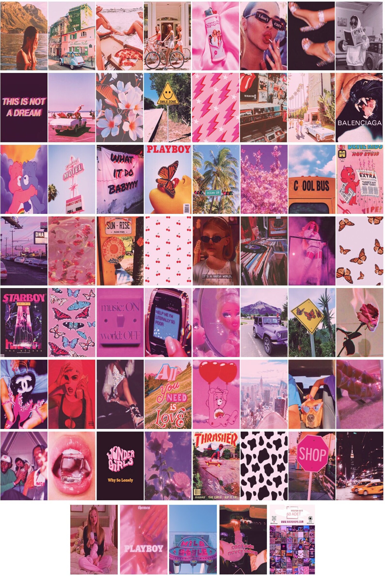 Printed Aesthetic İndie Wall Collage Kit Aesthetic Collage Etsy