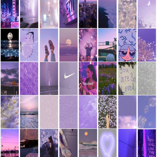 PRINTED Purple Aesthetic Wall Collage Kit Purple Wall Collage - Etsy
