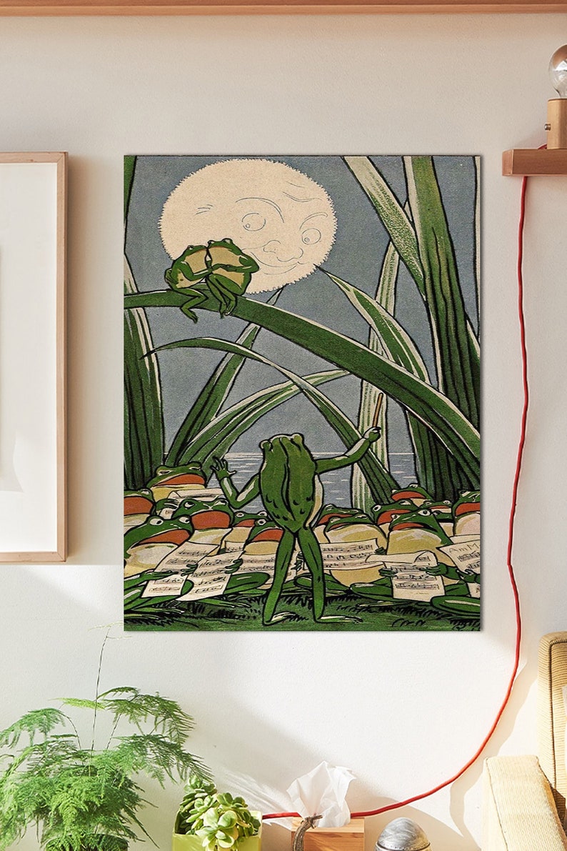 Frog Poster Frog Decor Frog Garden Poster Cottagecore - Etsy