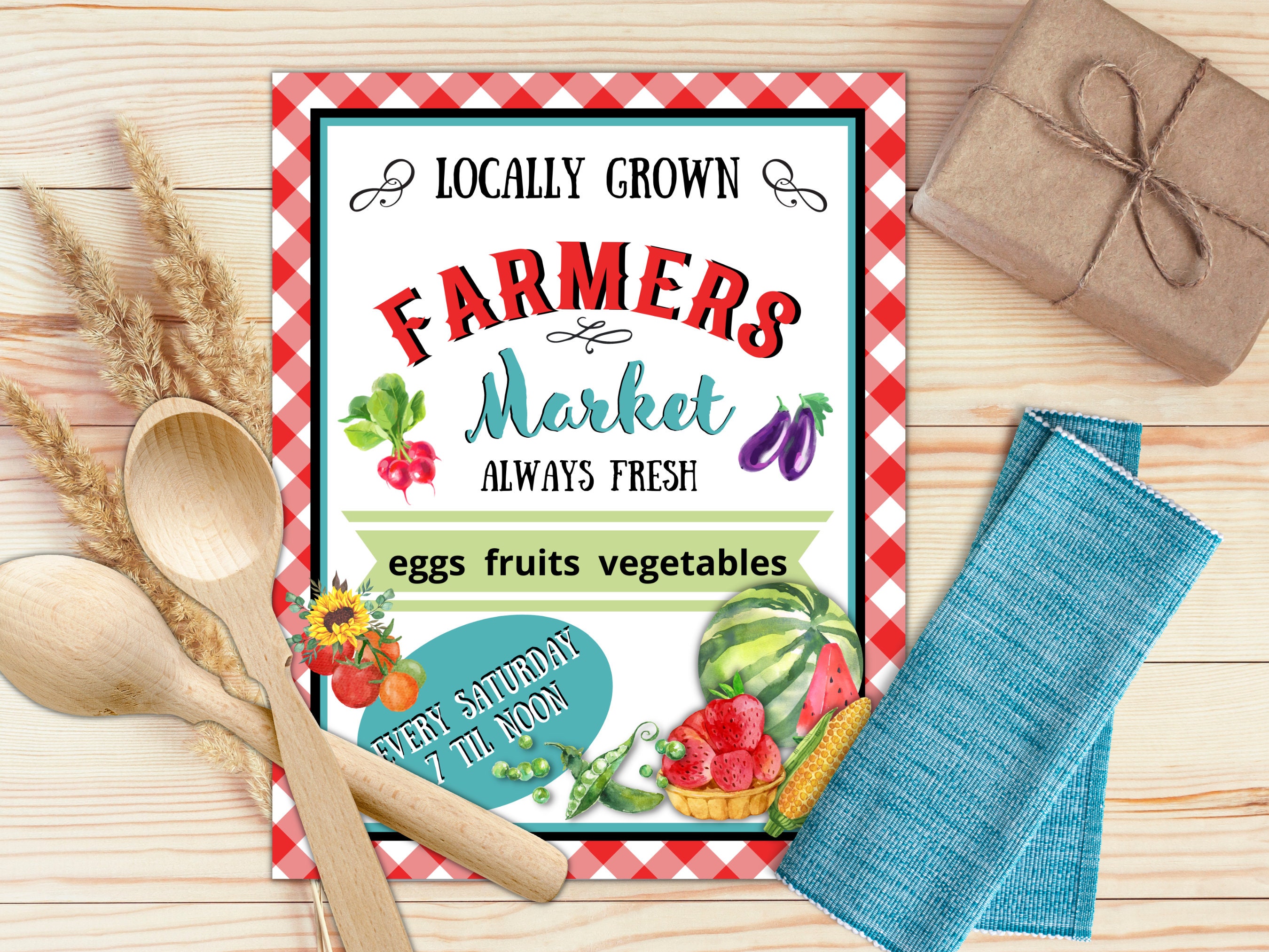 Farmers Market Design, Kitchen Art, Pioneer Woman Inspired, Farmhouse ...