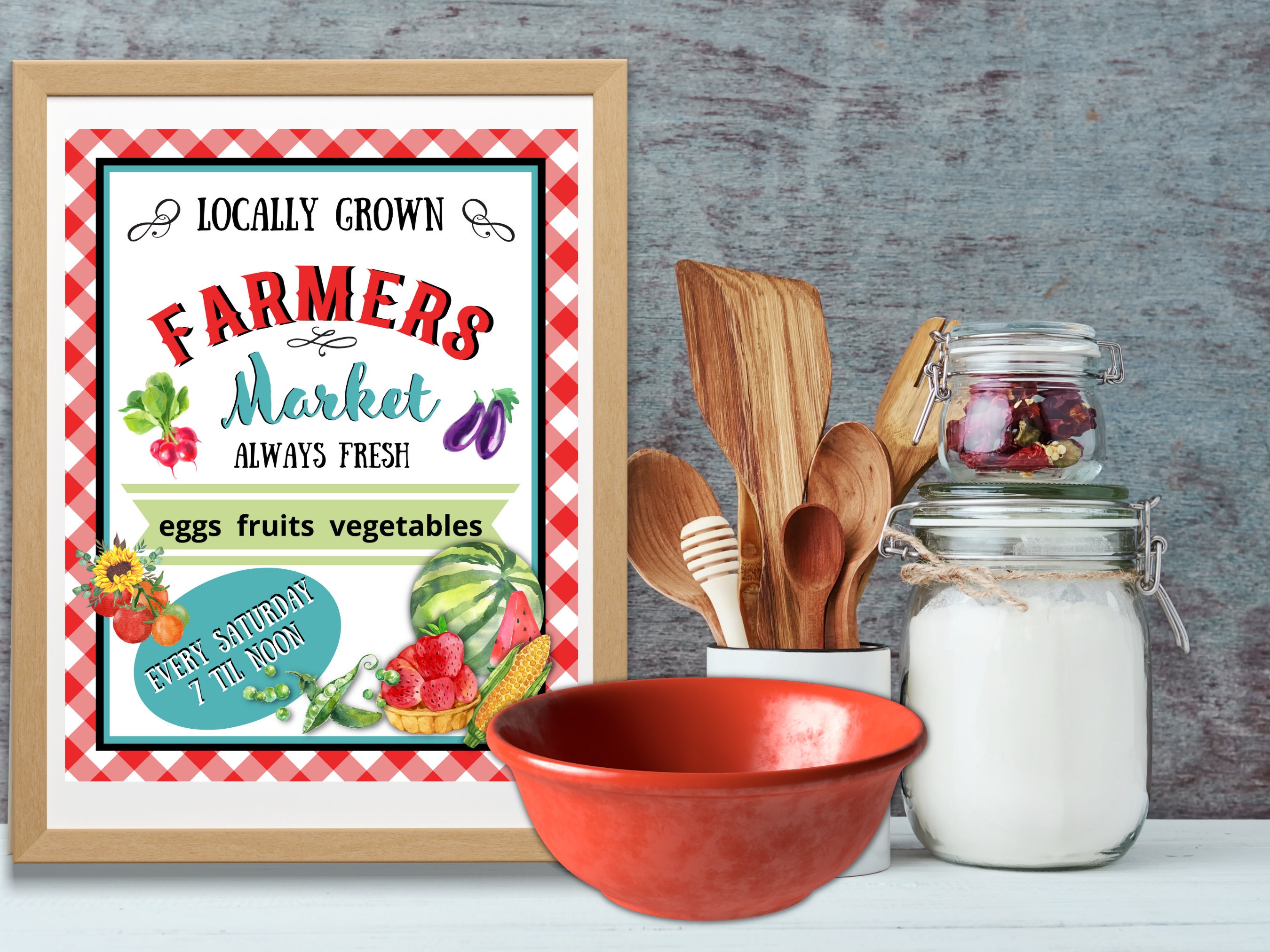 Farmers Market Design, Kitchen Art, Pioneer Woman Inspired, Farmhouse ...
