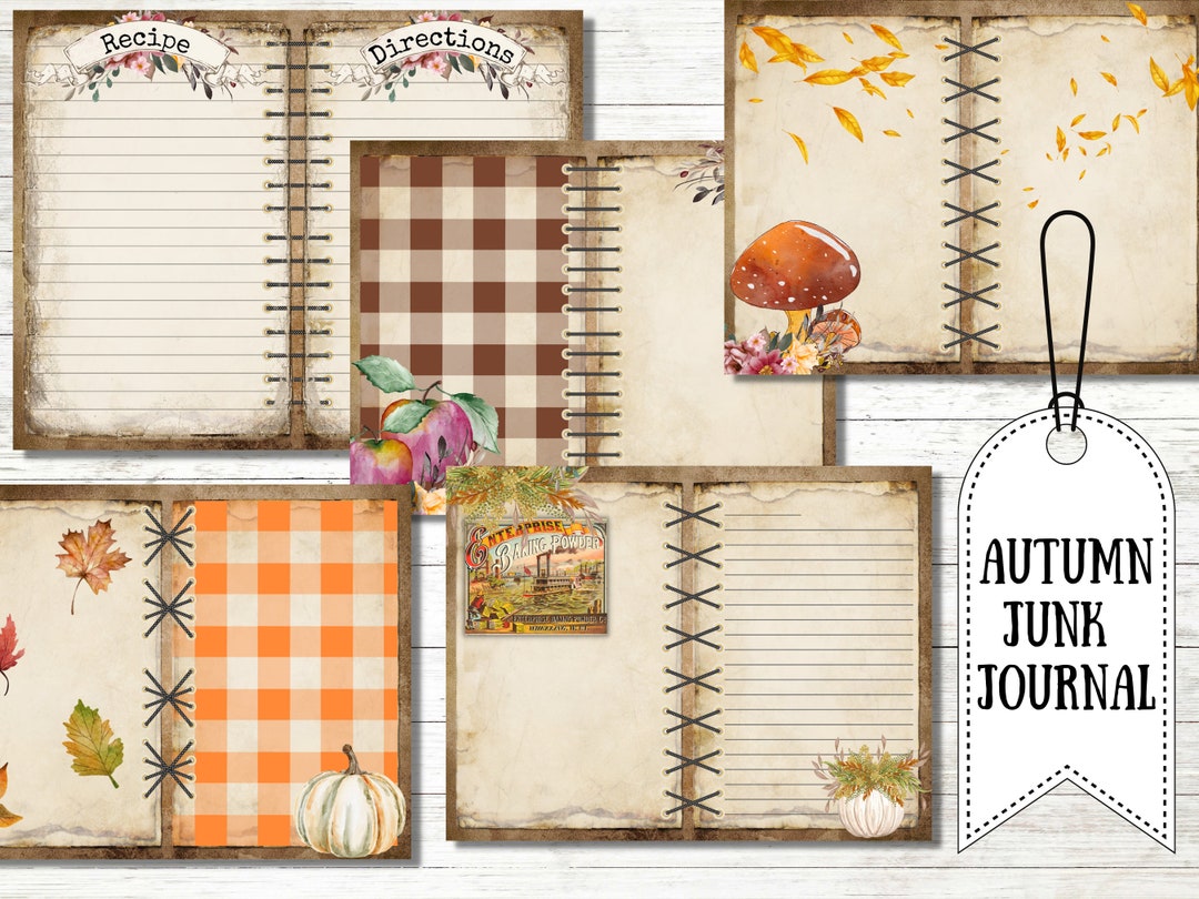 Autumn-junk Journal, Digital Paper, Instant Download, Recipe Sheet ...