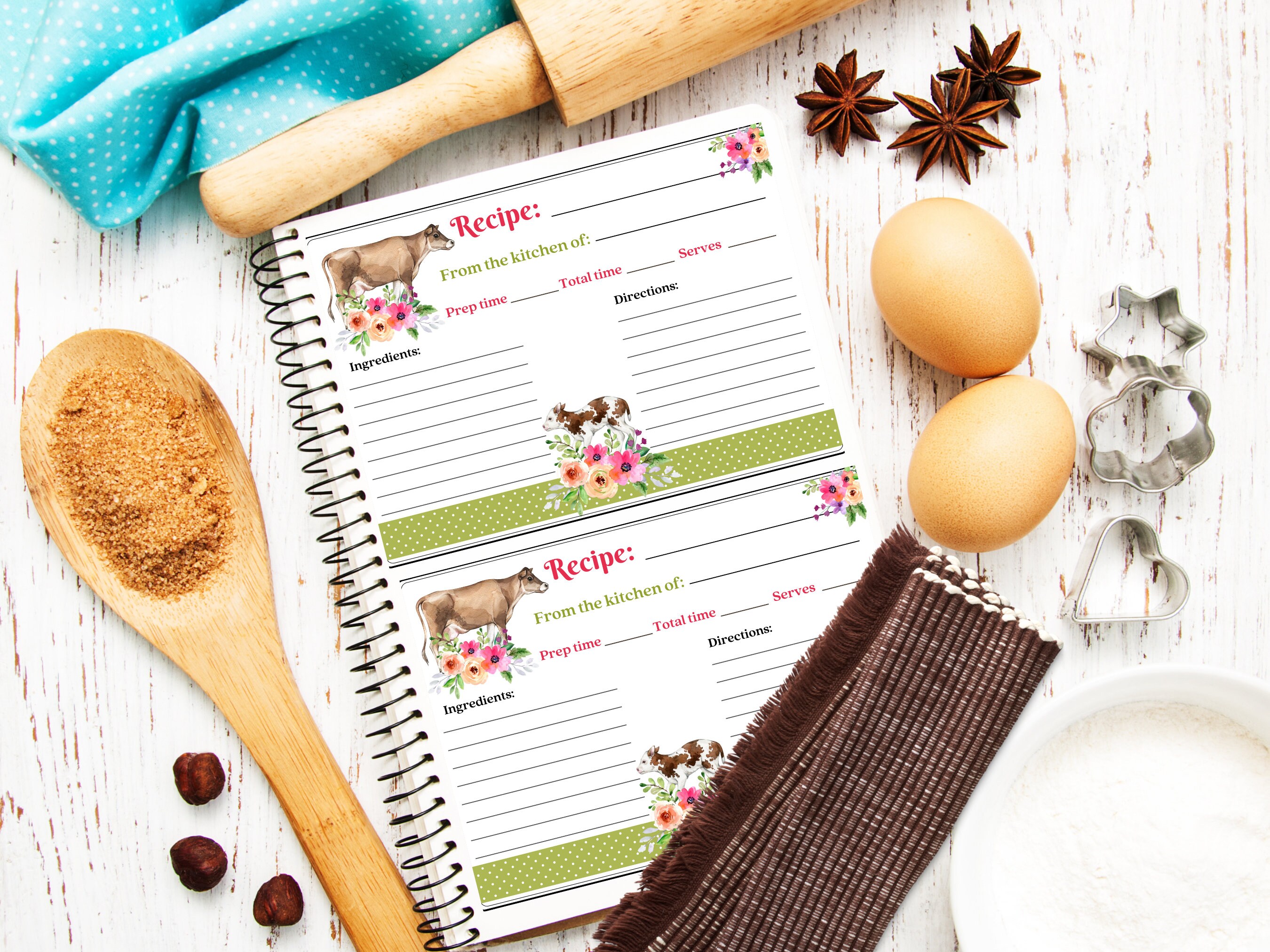 Recipe Card, Farmhouse Design, Pioneer Woman Inspired, Scrapbook ...