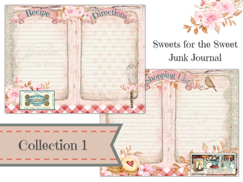 Sweets for the Sweet Junk Journal, Pink, Recipe Page, Shopping List ...