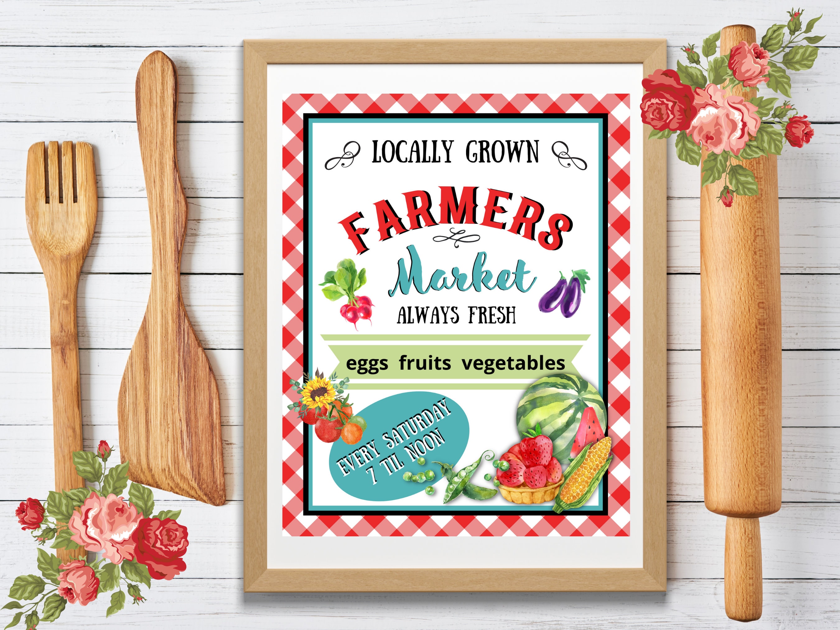 Farmers Market Design, Kitchen Art, Pioneer Woman Inspired, Farmhouse ...