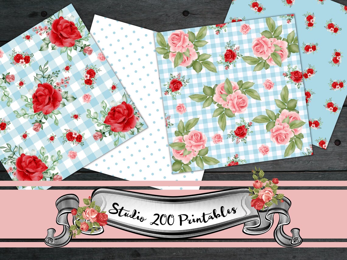Pioneer Woman Inspired Digital Paper, Digital Scrapbook Paper ...