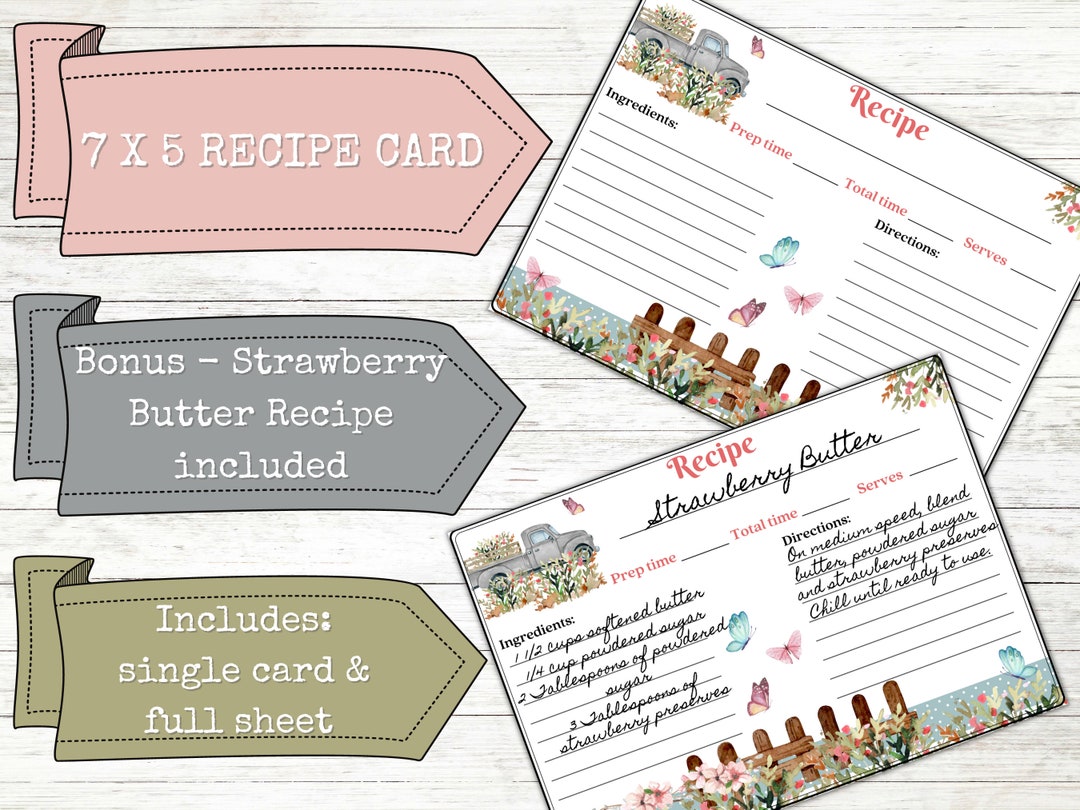 Recipe Card, Farmhouse Design, Pioneer Woman Inspired, Scrapbook ...