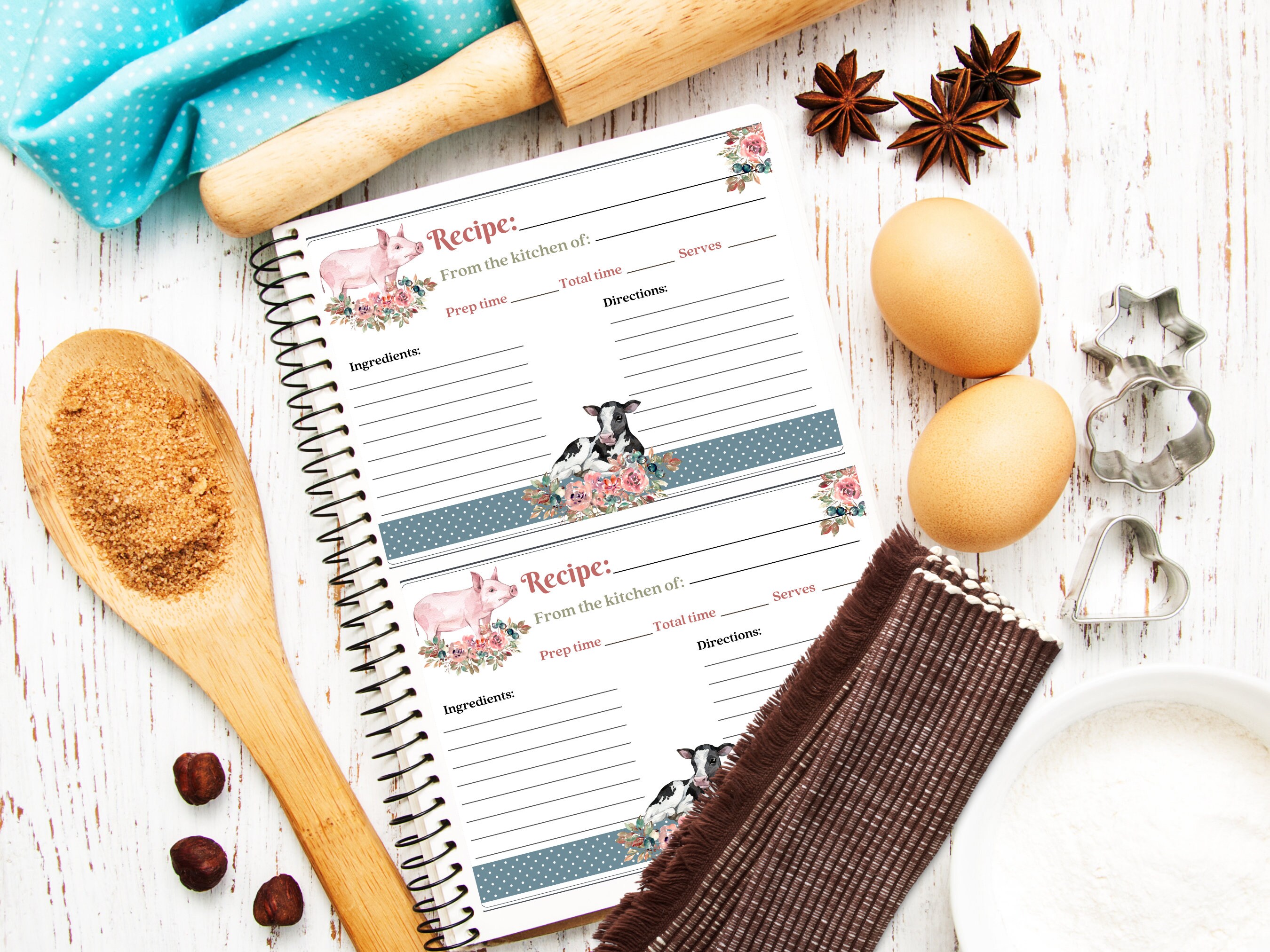 Recipe Card, Farmhouse Design, Pioneer Woman Inspired, Scrapbook ...