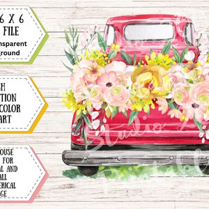 Red Vintage Truck Farmhouse Design Png File With a Transparent ...
