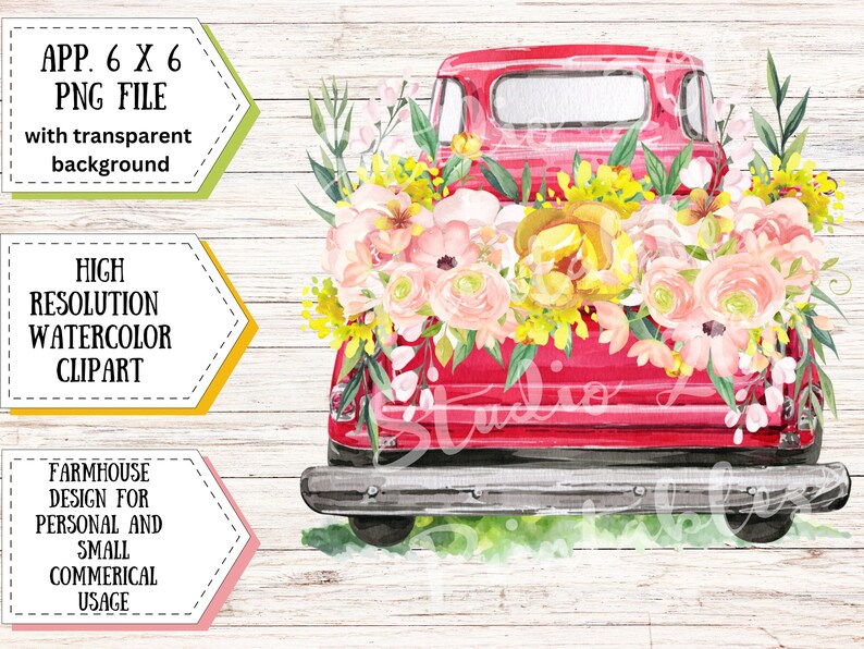 Red Vintage Truck Farmhouse Design Png File With a Transparent ...