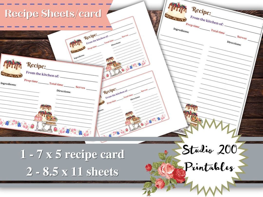 Sweet Delights Recipe Cards - Cake and Pastry Inspired Recipe Cards ...